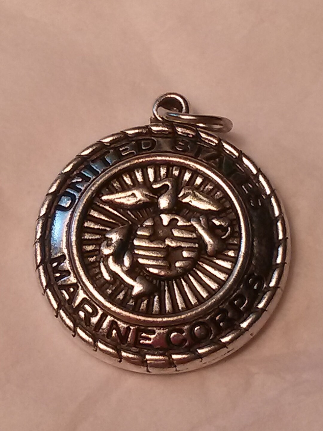 2 Charms, Marine Silver Plated Marine Corps Vintage Metal Pendant Charm ...