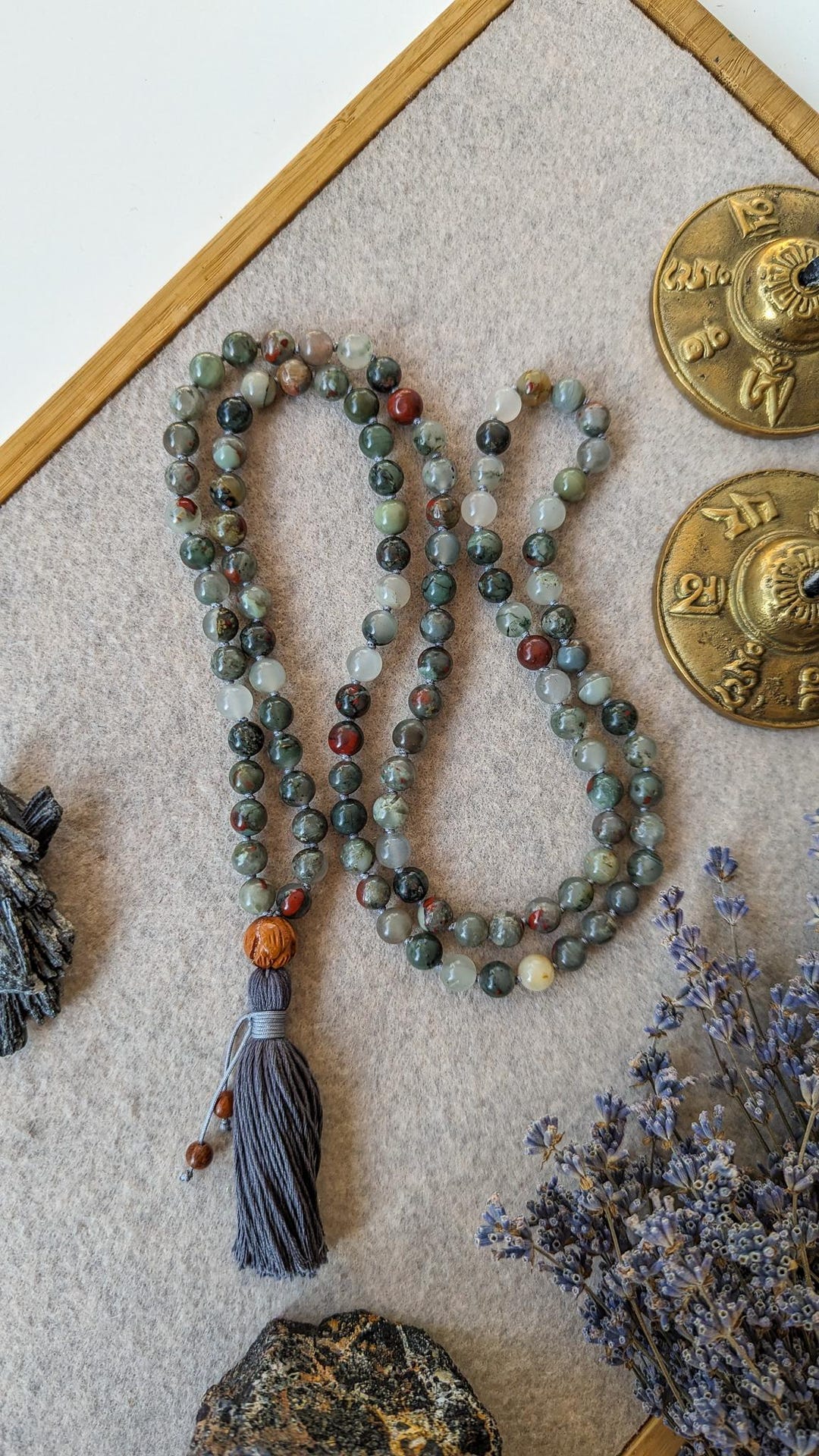 Bloodstone Mala Necklace – 108 Reiki-infused Gemstone Mala Beads ...