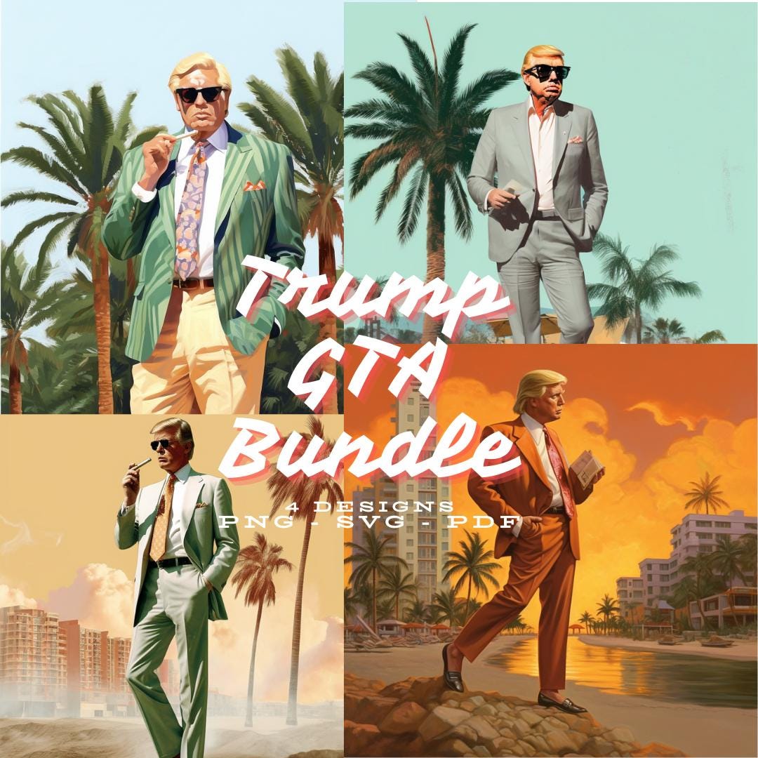 Donald Trump Vintage Wallart Poster, Grand Theft Auto Style Poster ...