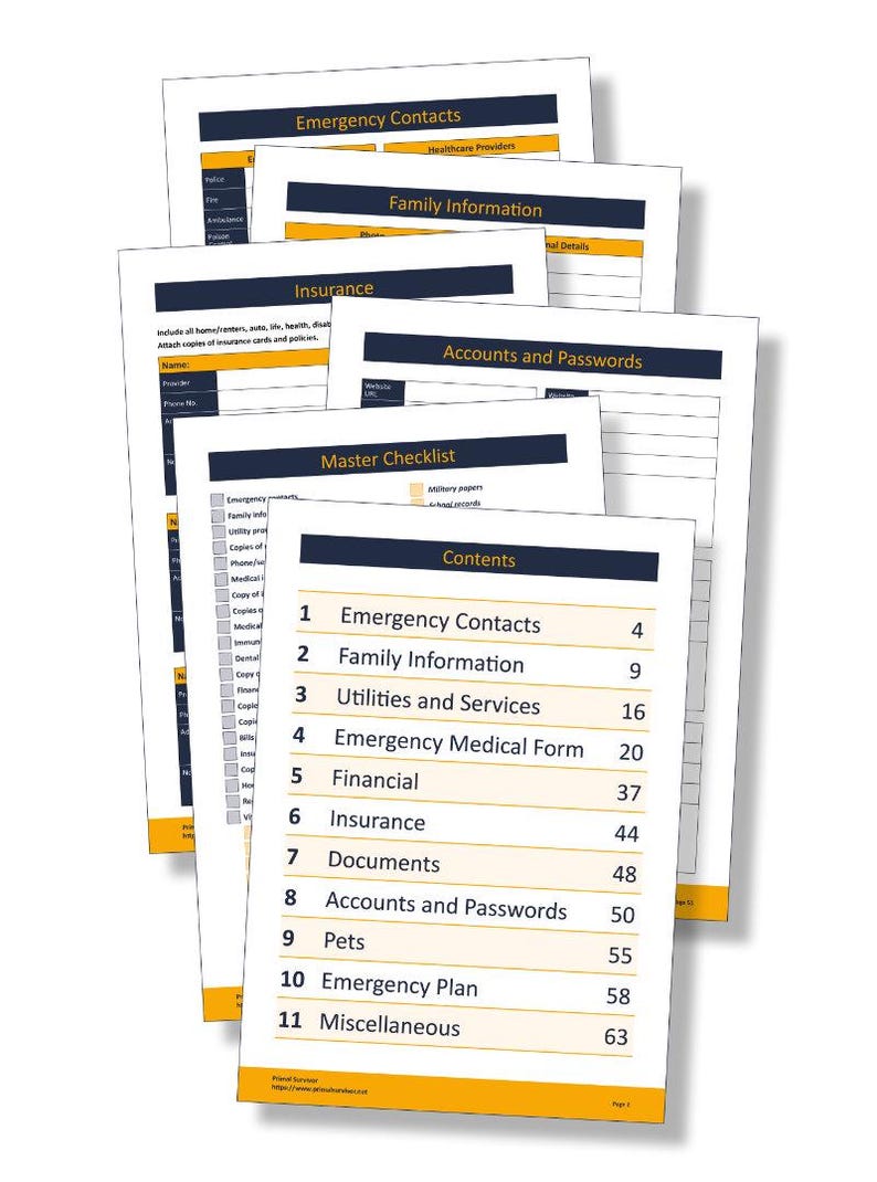 Emergency Binder and Planner - Fillable and Printable PDF. in Case of ...