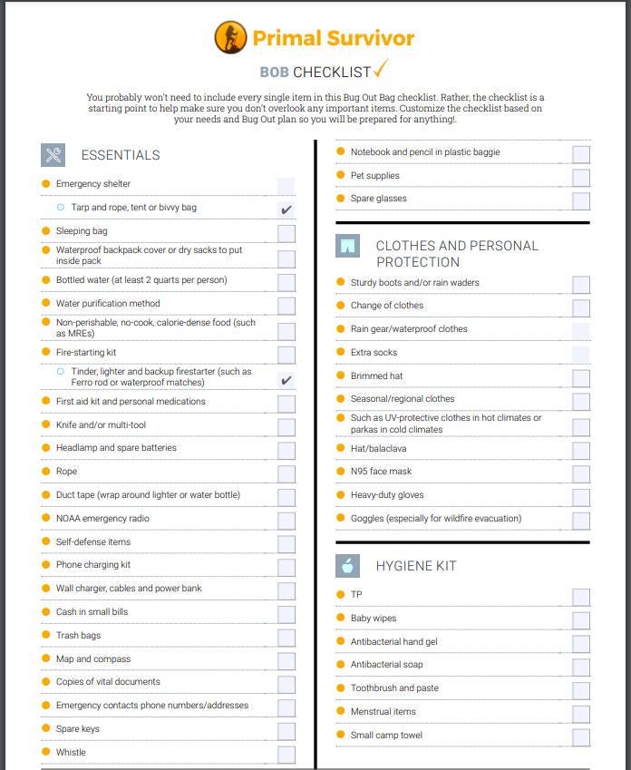 Bug Out Bag Checklist - Fully Interactive and Editable. - Etsy