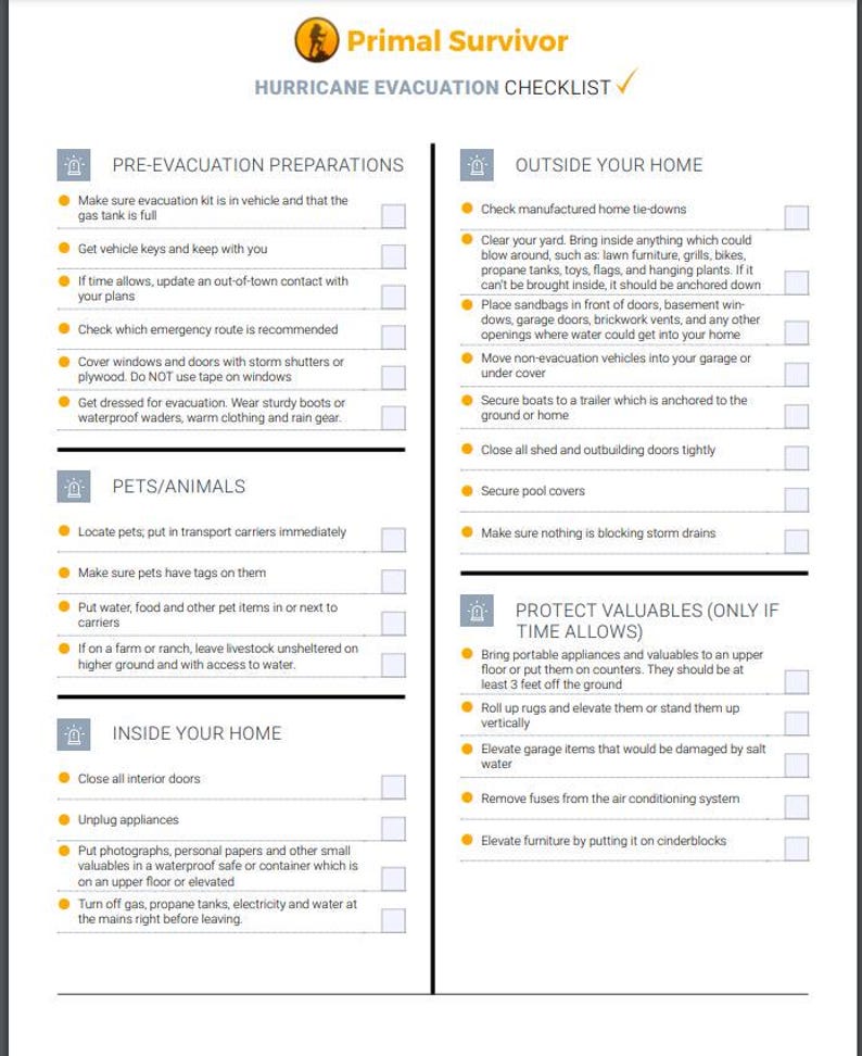 Hurricane Evacuation Checklist - Fully Interactive and Editable. - Etsy