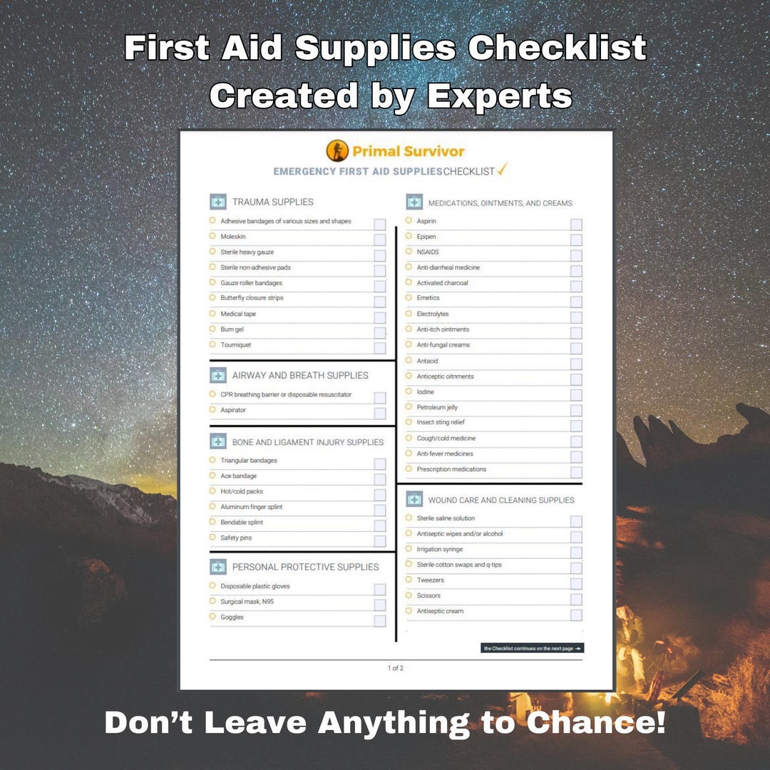 Emergency First Aid Supplies Checklist - Fully Interactive and Editable ...