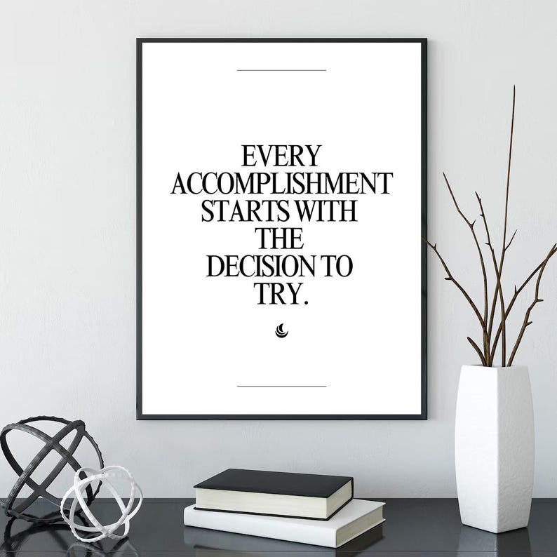 Try - Motivational Wall Art Office Decor Dorm Room Inspirational Quotes ...