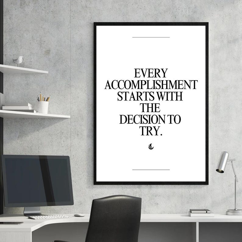 Try - Motivational Wall Art Office Decor Dorm Room Inspirational Quotes ...