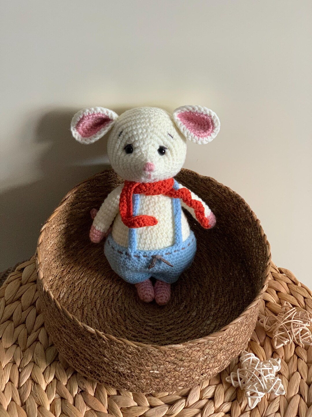 Cute Knitted White Rat, Clothes Are Removable From the Toy. Handmade ...