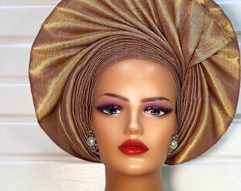 Nigeria, Africa Gele Headtie Hat, Aso-oke Fabric,gele,headwrap,ready-to ...