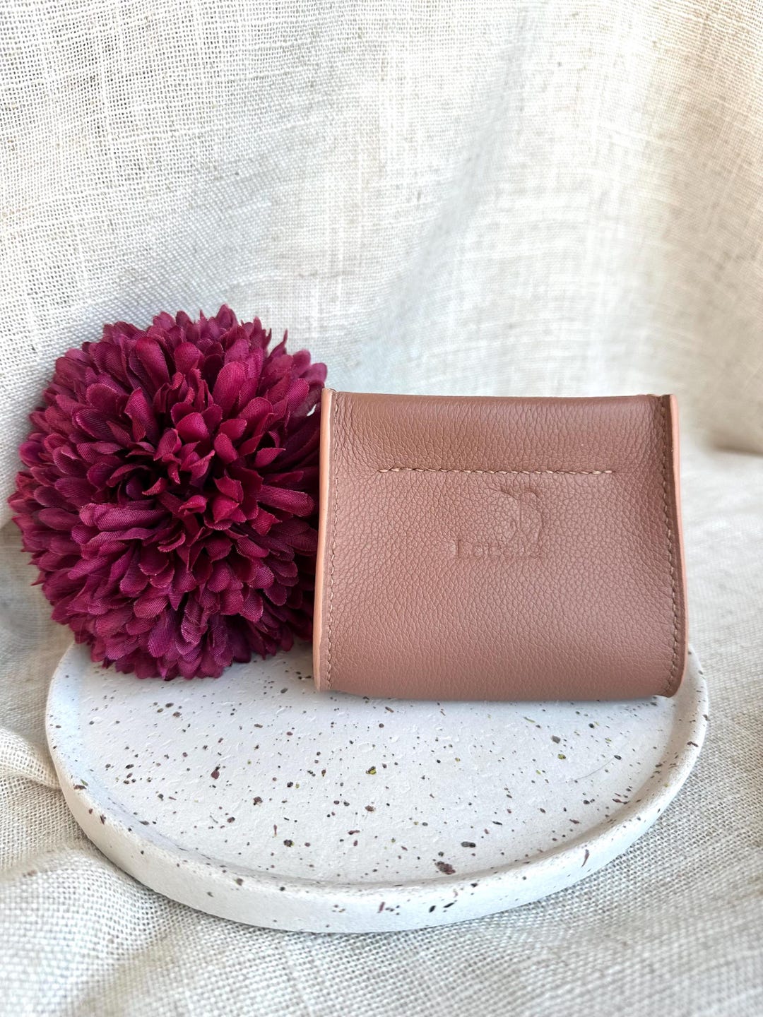 Terracotta Calfskin Leather Purse Click-clack Closure Handmade With ...