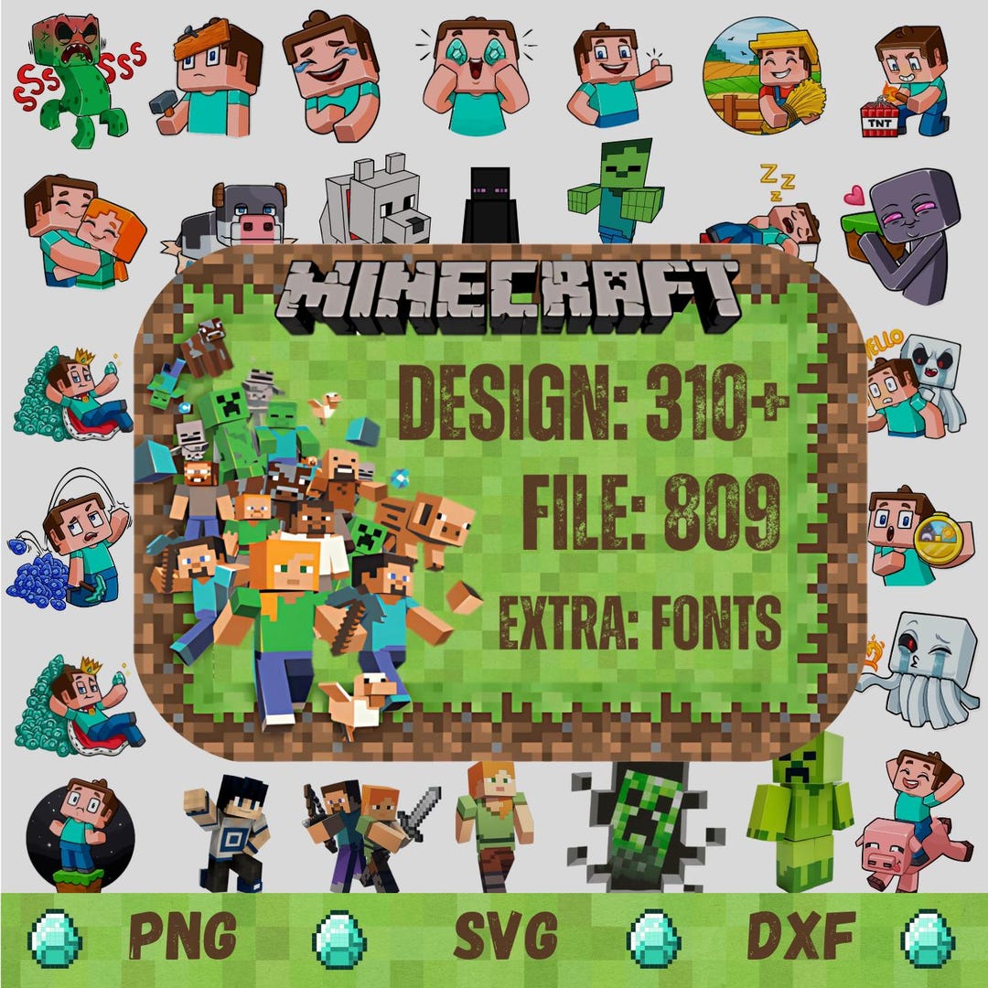 Minecraft SVG PNG Bundle 2024 Clipart Steve Minecraft Creeper Gaming ...