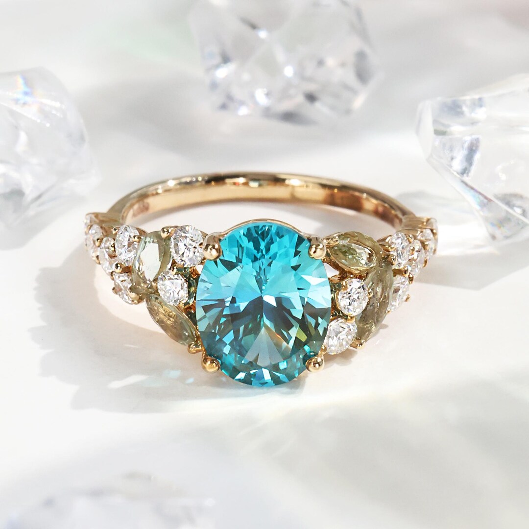 Santa Maria Color Ring,14k Solid Gold Ring,lab-grown Aquamarinl Ring ...