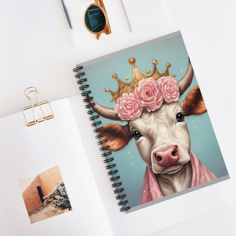 Princess Moo Cow Spiral Notebook - Cute Farm Animal Journal - Etsy