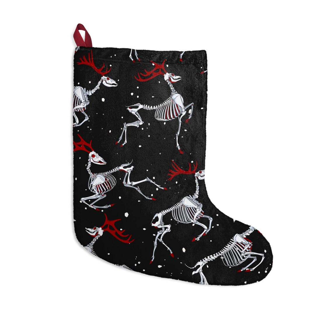 Gothic Christmas Stocking: Reindeer Skeleton, Alternative Holiday Decor ...