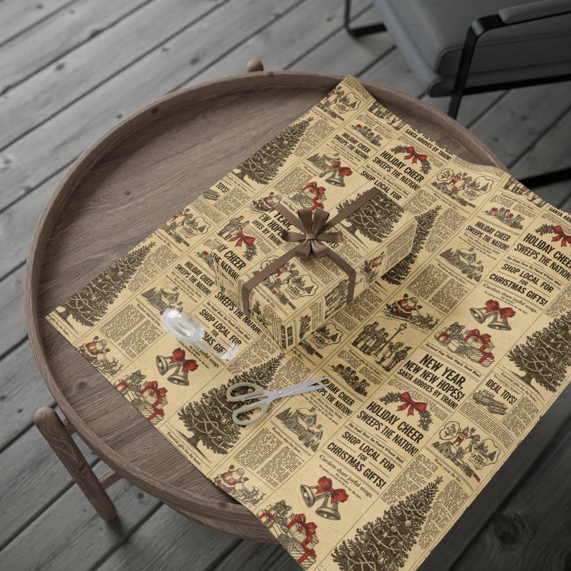 Vintage Newspaper Christmas Wrapping Paper Digital Download | 1930s ...