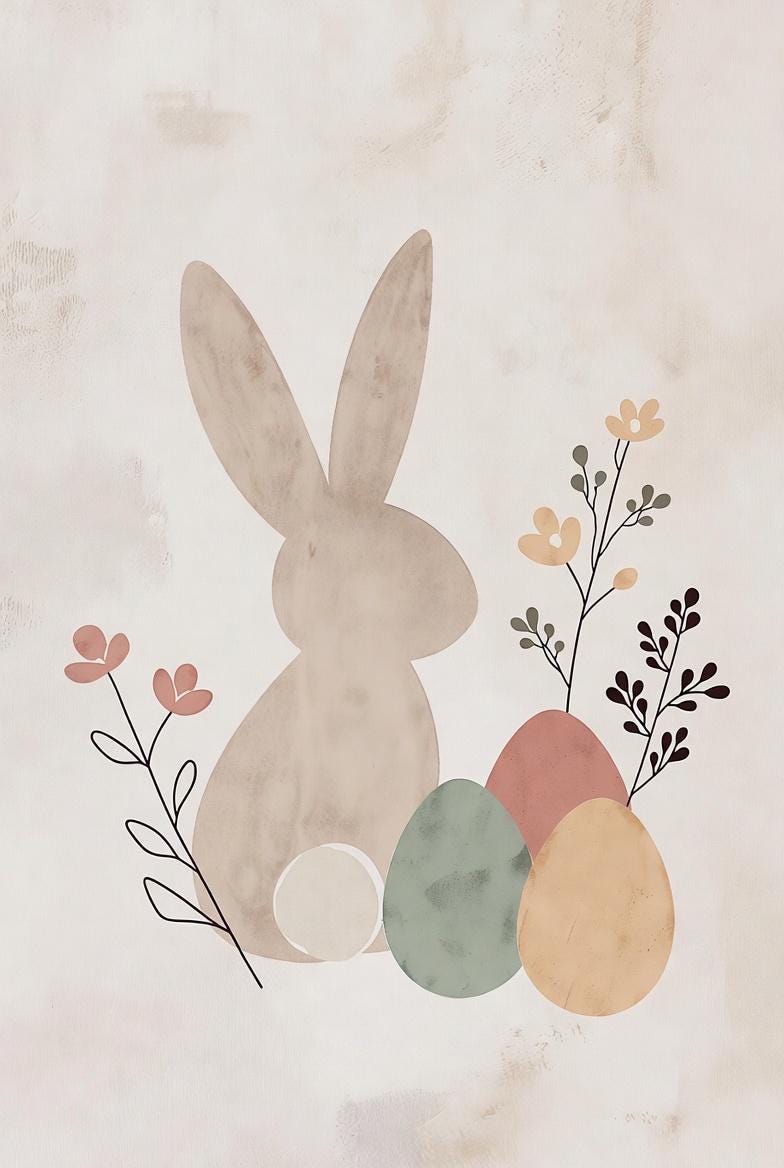Boho Easter Bunny Print | Minimalist Nursery Art (digital Download) - Etsy