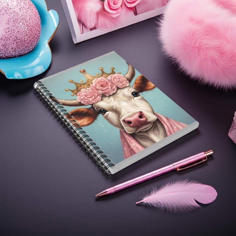 Princess Moo Cow Spiral Notebook - Cute Farm Animal Journal - Etsy