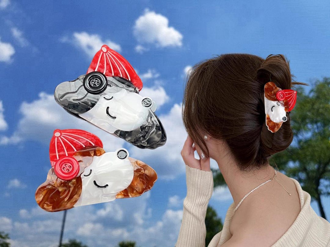 Snoopy Acetate Hair Claw Clip: Button Curl, Funny Design - Etsy
