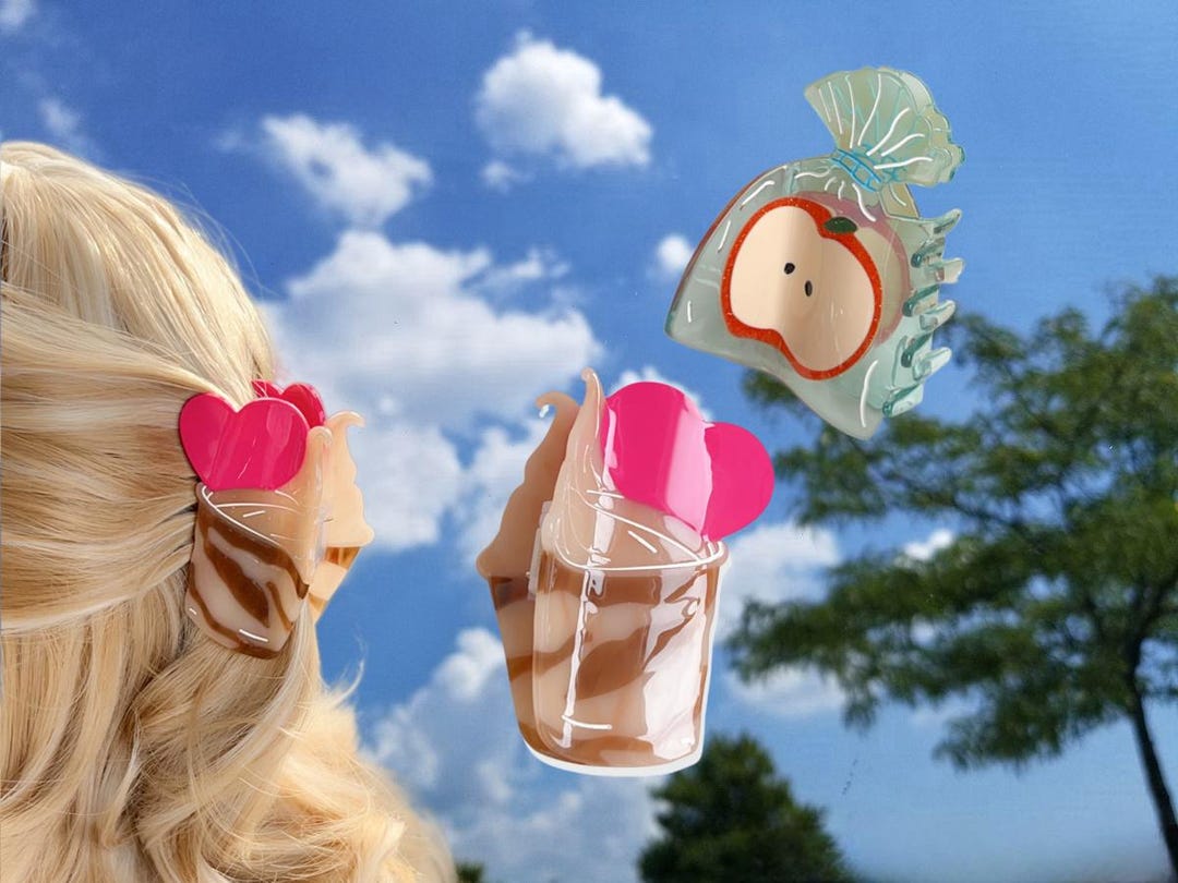 Acetate Apple Hair Clip: Heart Cone Claw Clip - Etsy