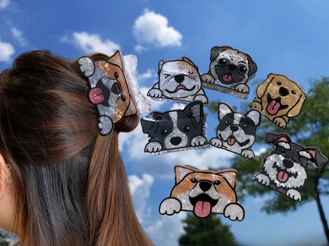 Dog Breed Hair Claw Clips: Schnauzer, Corgi, Boston Terrier - Etsy