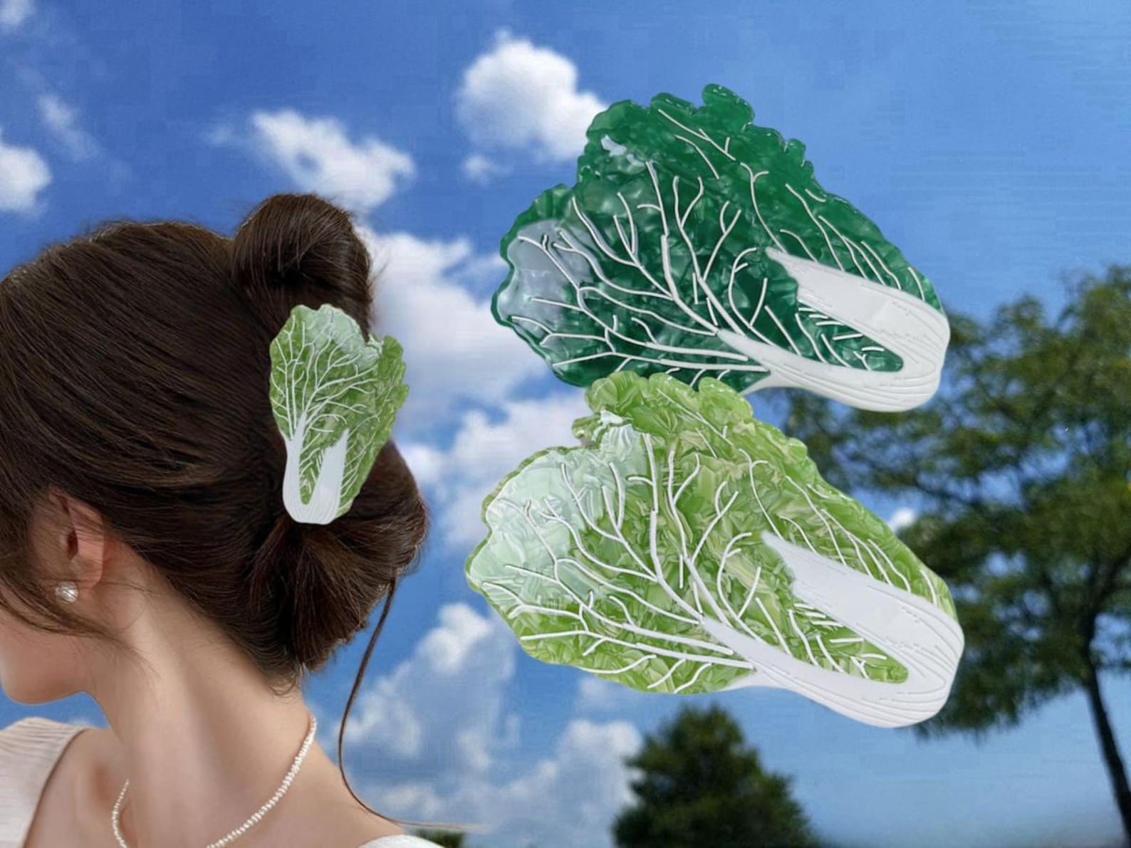 Bok Choy Hair Claw Clip | Acetate Large Hair Clips | Veggie Hair Clip ...