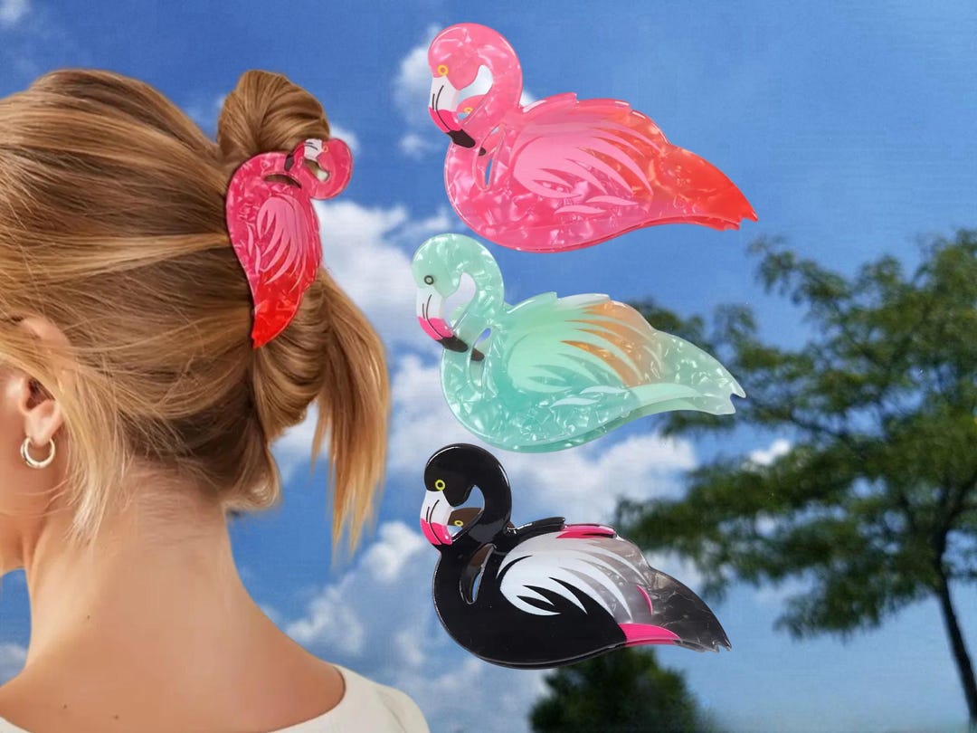 Flamingo Hair Claw Clip: Acrylic Y2K Animal Accessory - Etsy