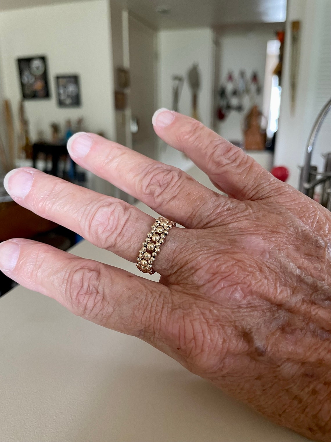 Gold Thin Beaded Band Ring Pattern - Etsy