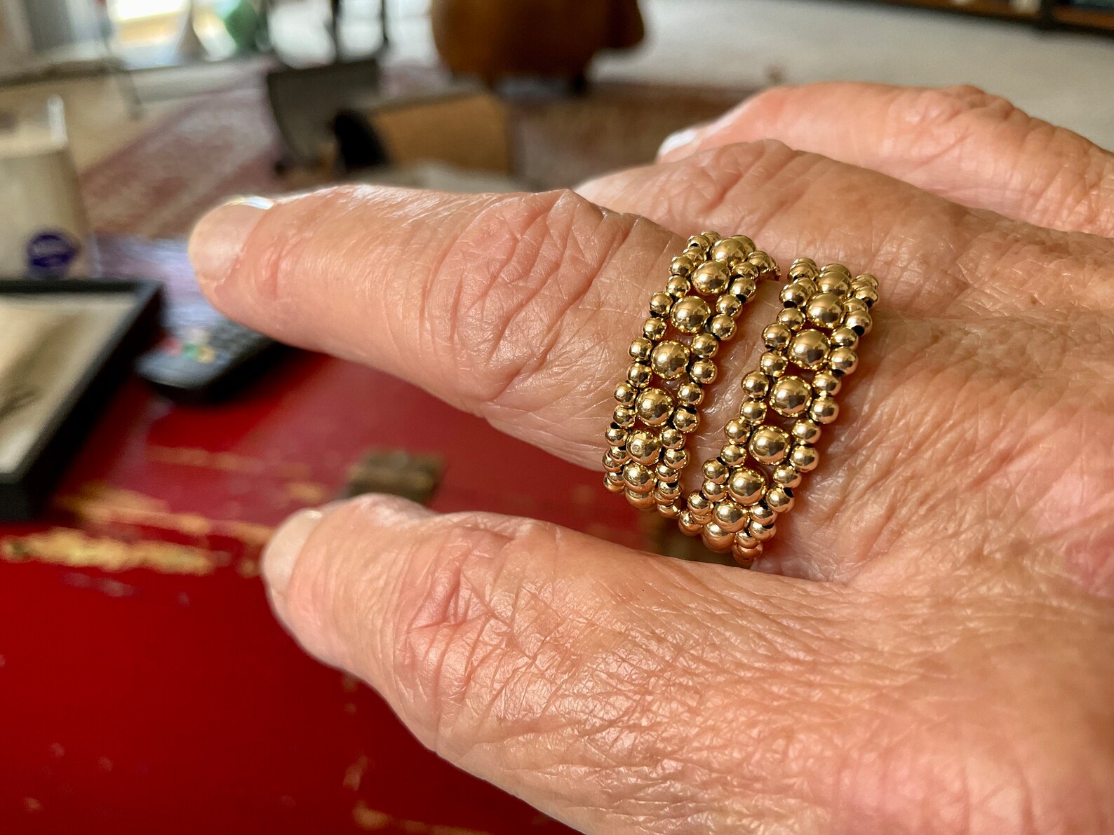 Gold Thin Beaded Band Ring Pattern - Etsy