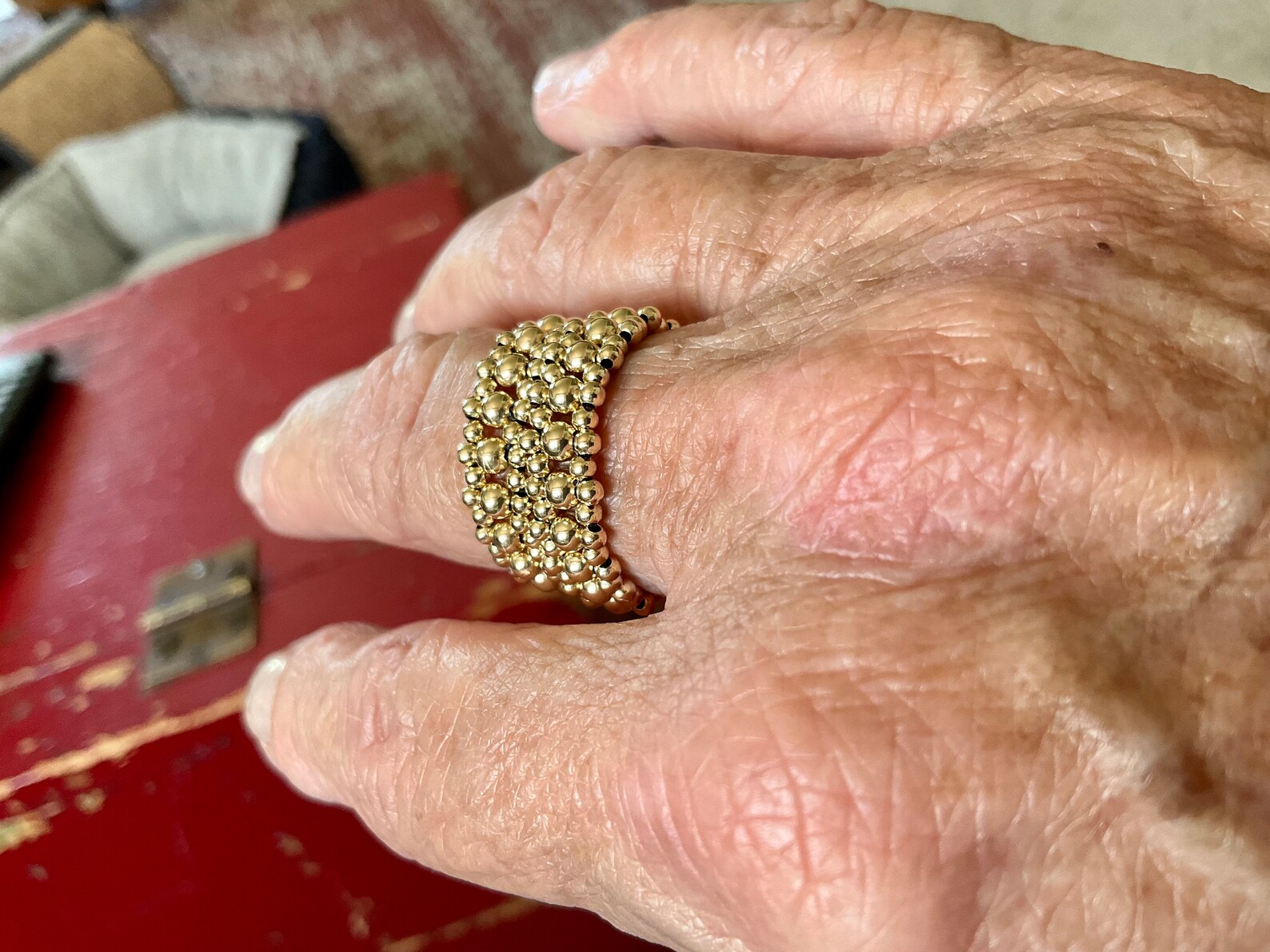 Gold Thin Beaded Band Ring Pattern - Etsy