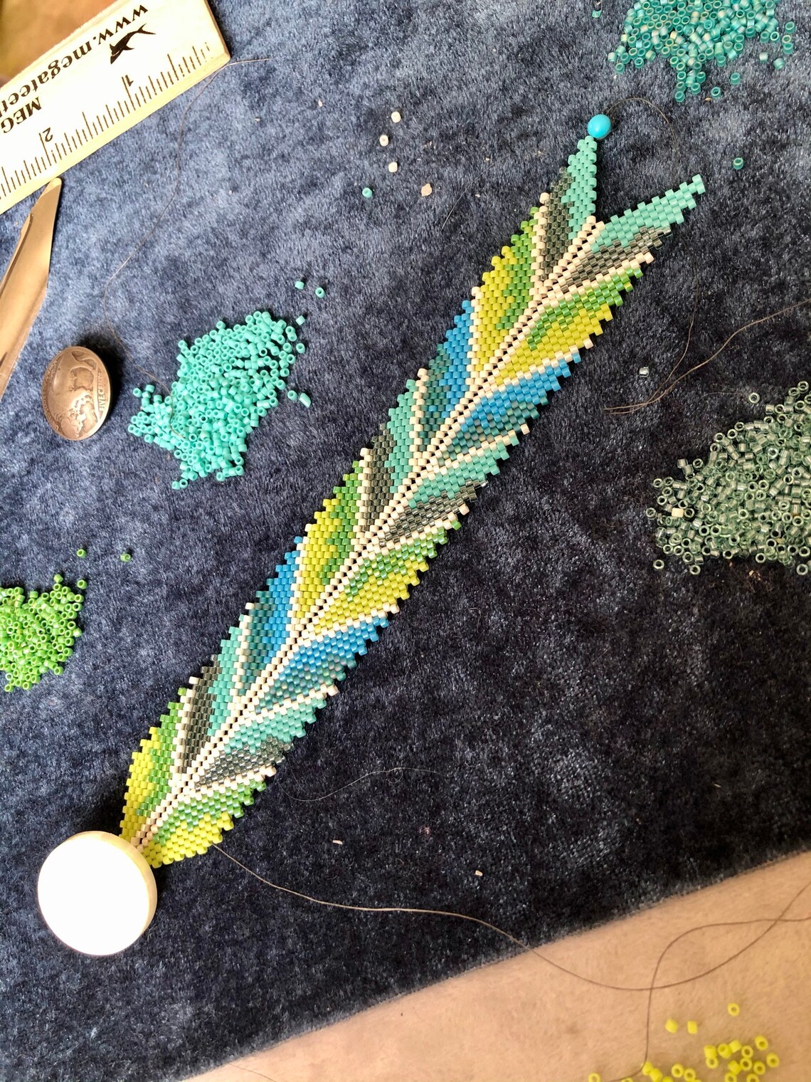 Peyote Stitch Turquoise Feather Bracelet Pattern - Etsy