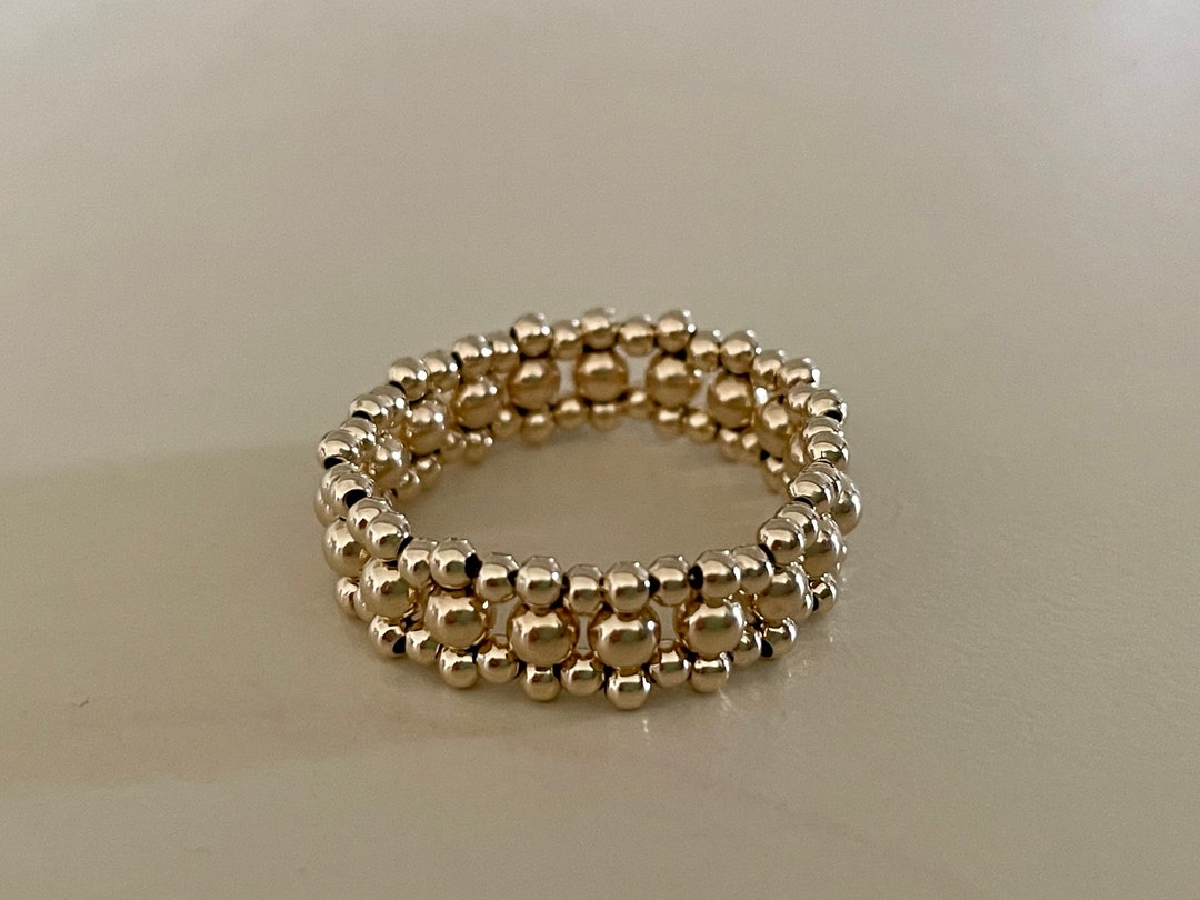 Gold Thin Beaded Band Ring Pattern - Etsy
