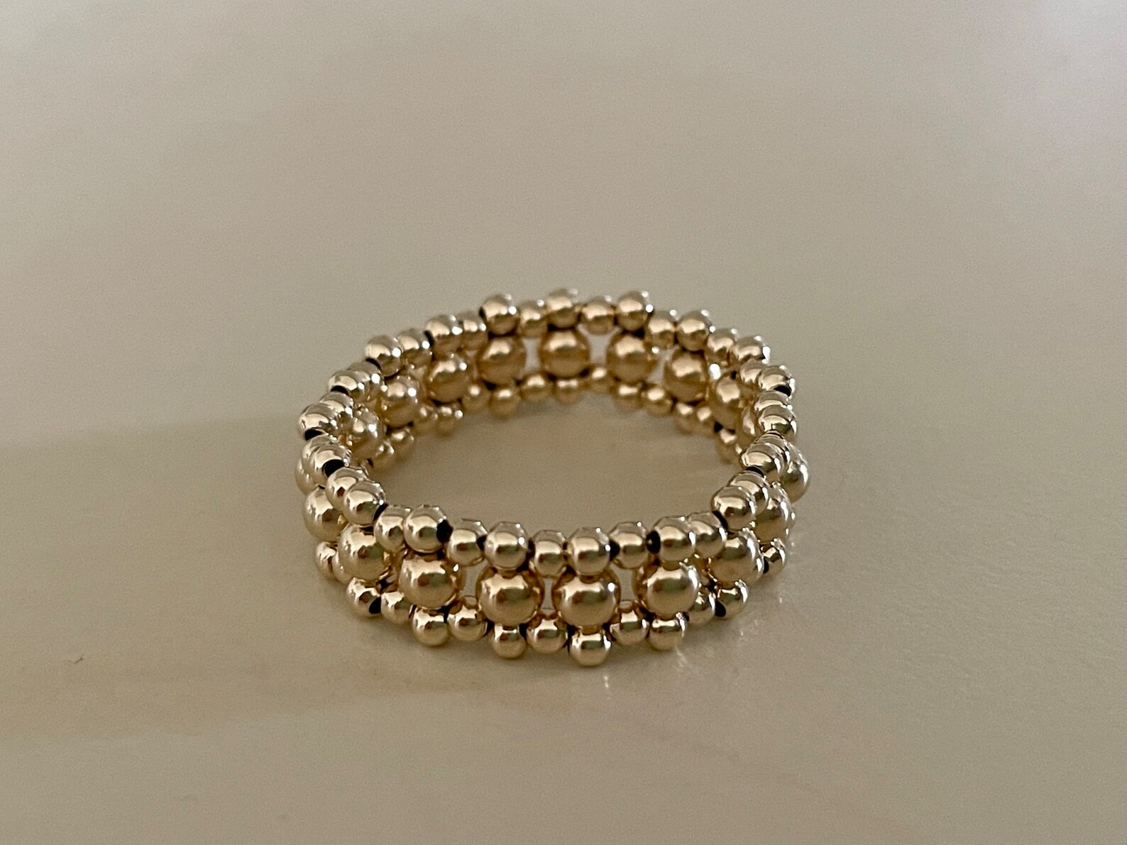 Gold Thin Beaded Band Ring Pattern - Etsy
