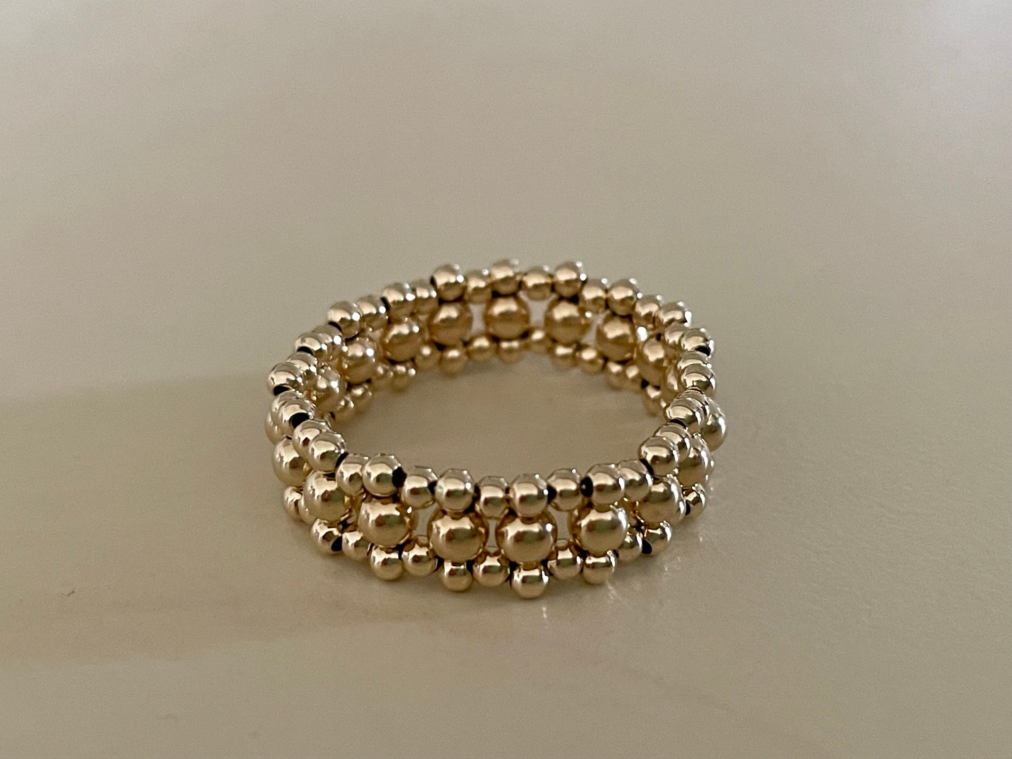 Gold Thin Beaded Band Ring Pattern - Etsy
