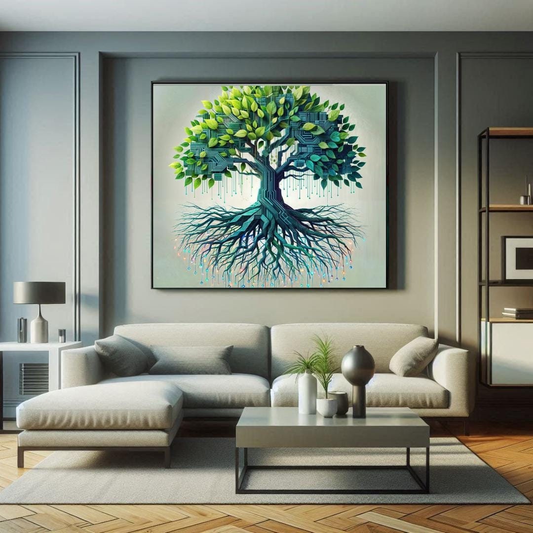 Digital Tree Low Poly Art Print, Poster Prints, Gallery Wall Set, Wall ...