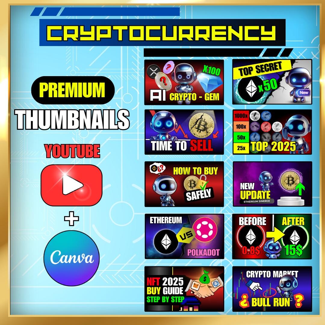 12 Cryptocurrency Youtube Thumbnail Templates, Youtub, Youtube Graphics ...
