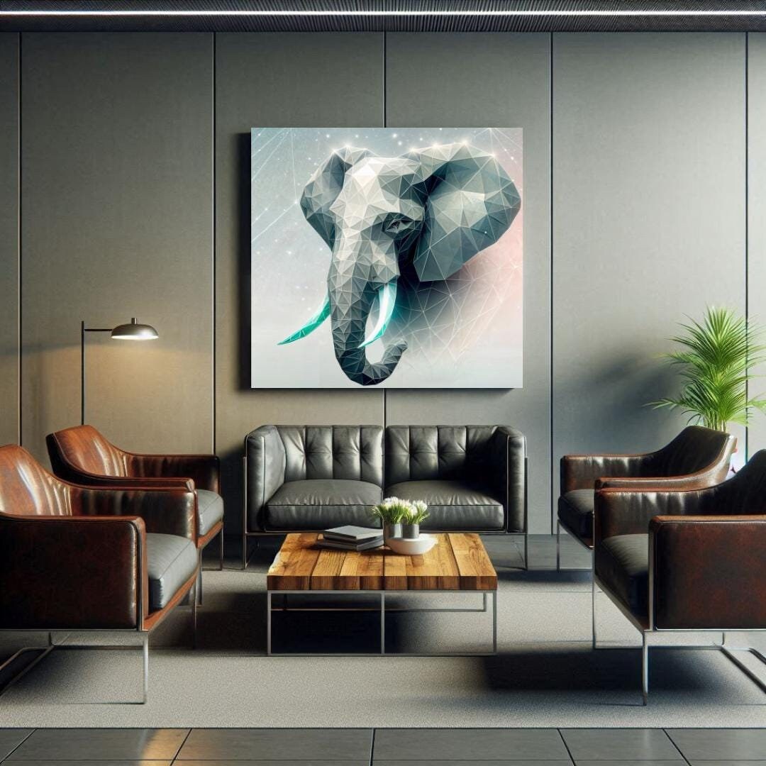 Geometric Elephant Low Poly Art Print, Poster Prints, Gallery Wall Set ...