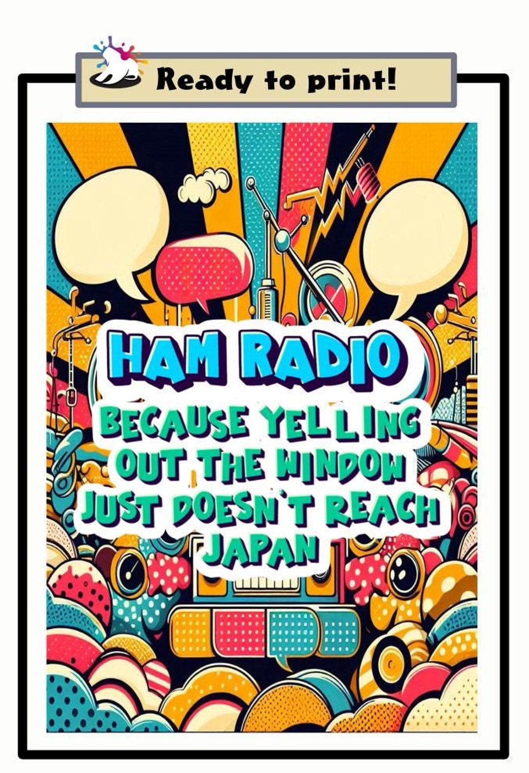 Fun Printable Ham Radio Pop Art - Etsy