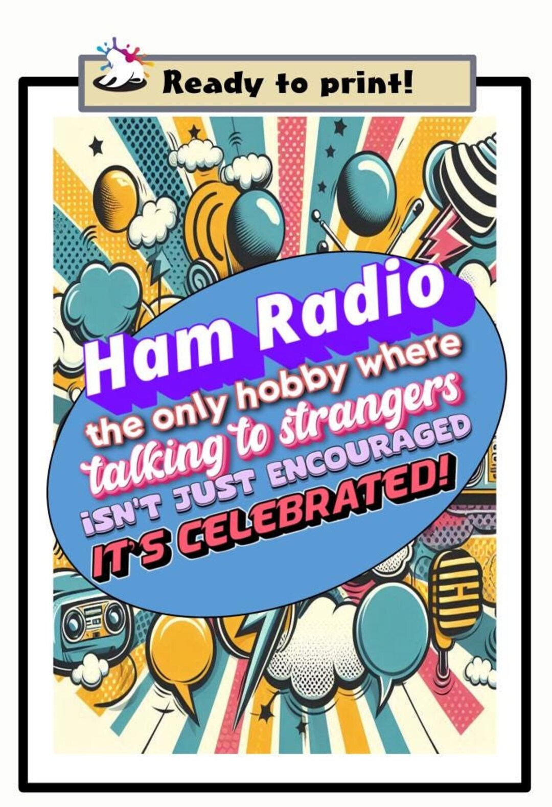 Fun Printable Ham Radio Pop Art - Etsy