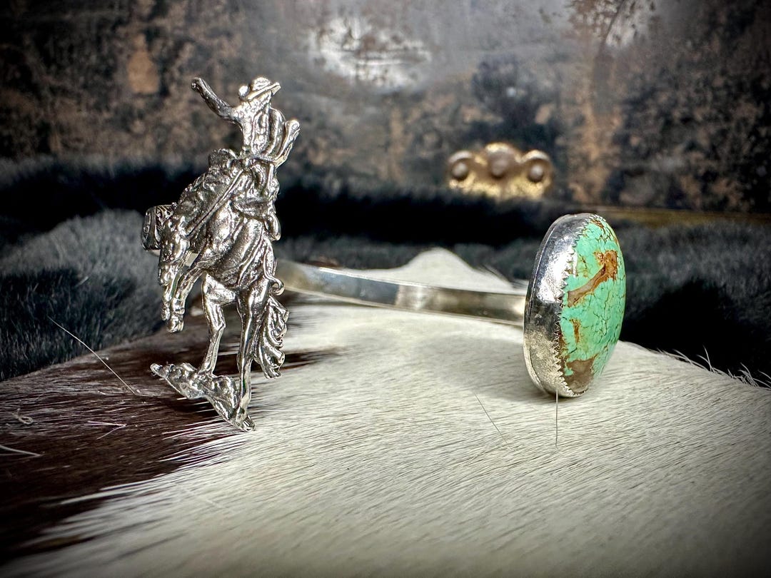Genuine Royston Turquoise and Sterling Silver Bucking Horse Statement ...
