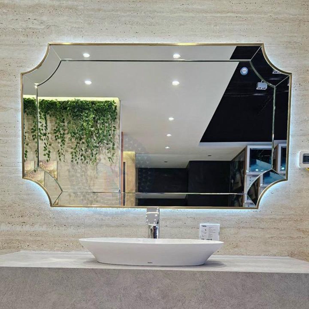 Rectangular Mirror, Bathroom Mirror, Vanity Mirror, Gold Mirror,round ...