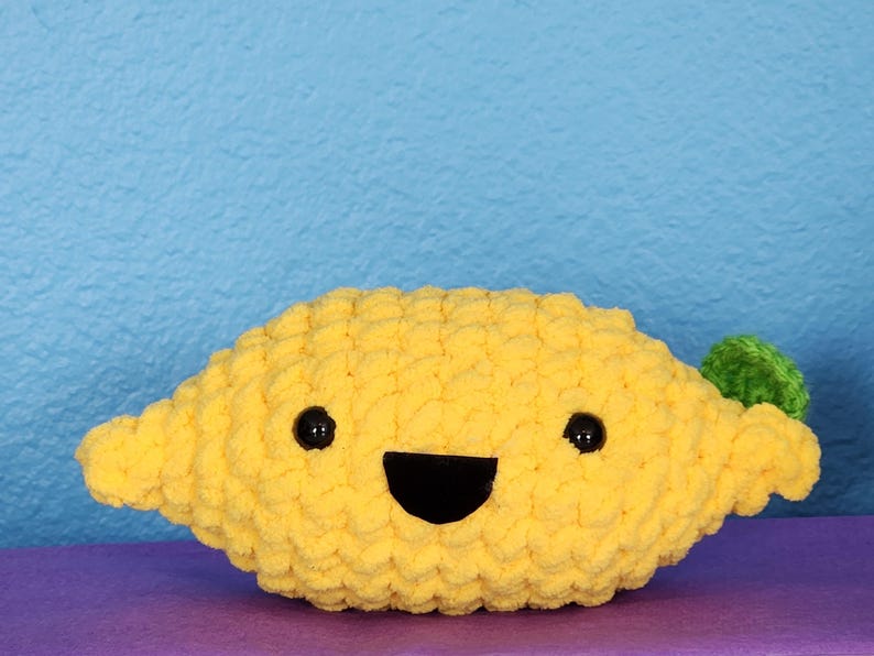 Smiley Lemon Crochet Plush Handmade Amigurumi Plushie Fruit Stuffed ...