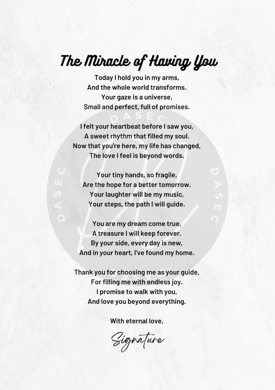 The Miracle of Having You the Miracle of Having You Personalized Baby ...