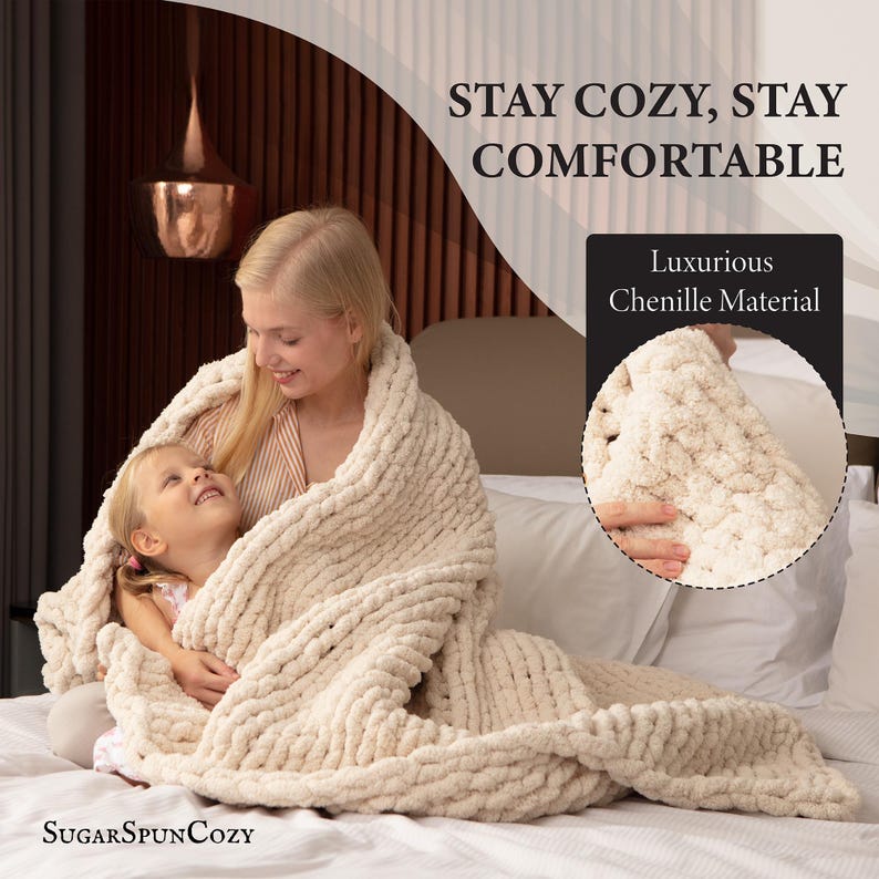 Soft Chenille Chunky Knit Throw Blanket - 50 X 60 - Cream - Etsy