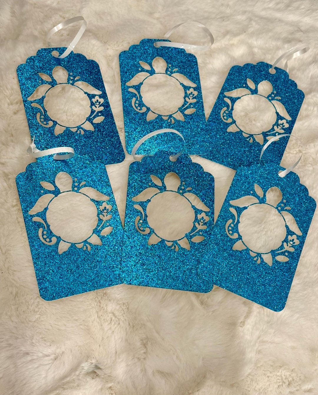 Tropical Sea Turtle Gift Tags – Glitter Ocean Party Favors – Beach ...
