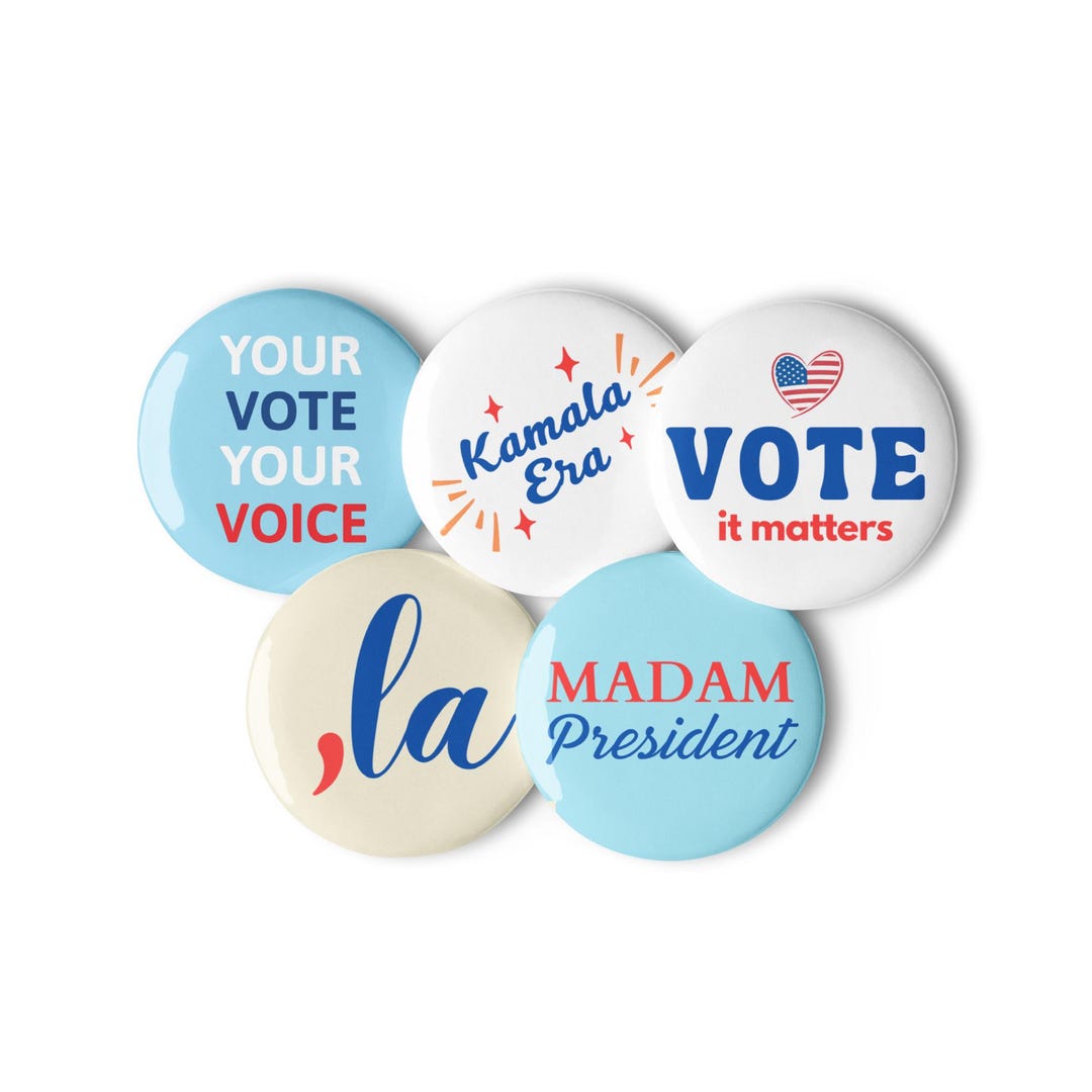Kamala Harris Set of 5 Pin Buttons, Election Pins, Harris Walz, Madam ...