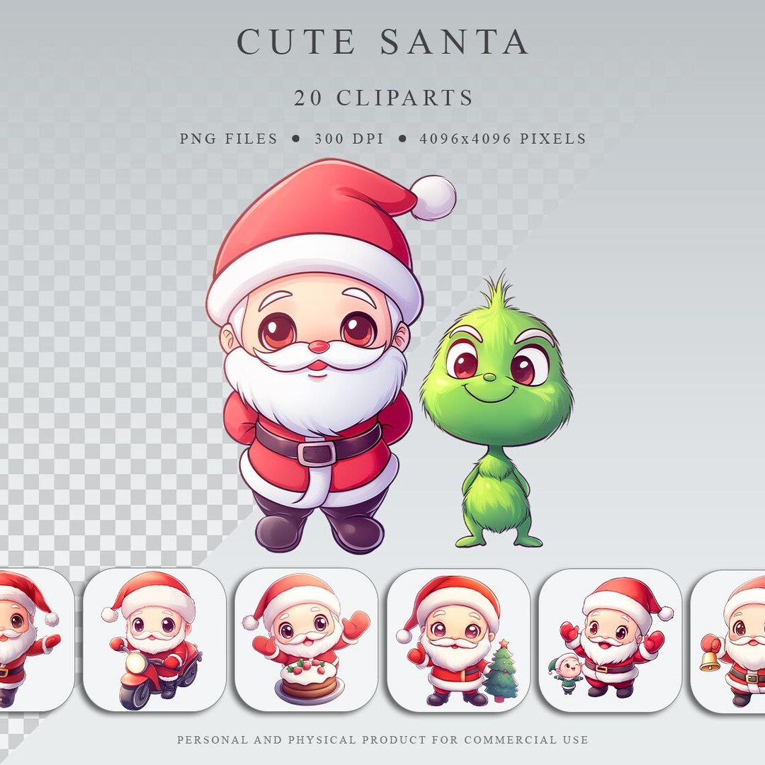 20 Cute Santa Clipart Bundle, Funny Santa Claus Clipart, Giftful ...