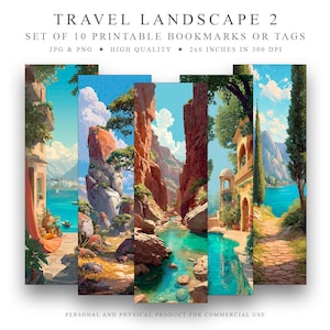 Travel Landscape 2, Printable Bookmarks, Travel Bookmarks Set, Beach ...