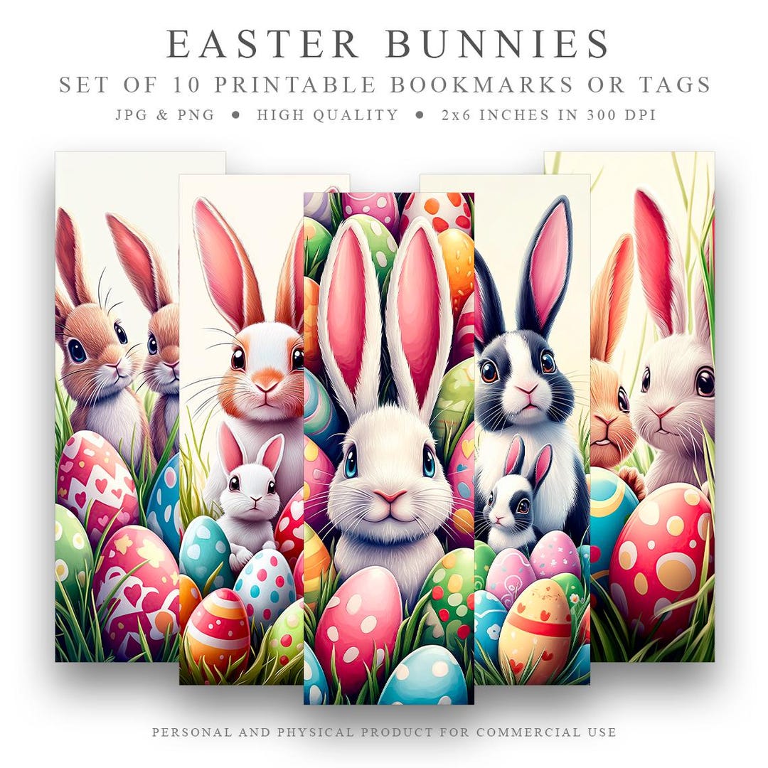 Easter Bunnies Bookmarks Set: Printable JPG & PNG (digital Download) - Etsy
