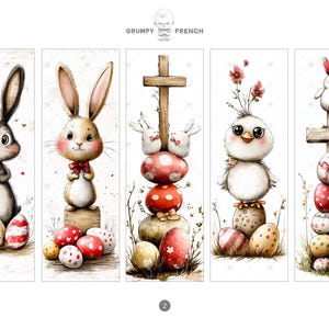 10 Whimsical Easter Bookmarks Set, Digital Download JPG Bookmark, PNG ...