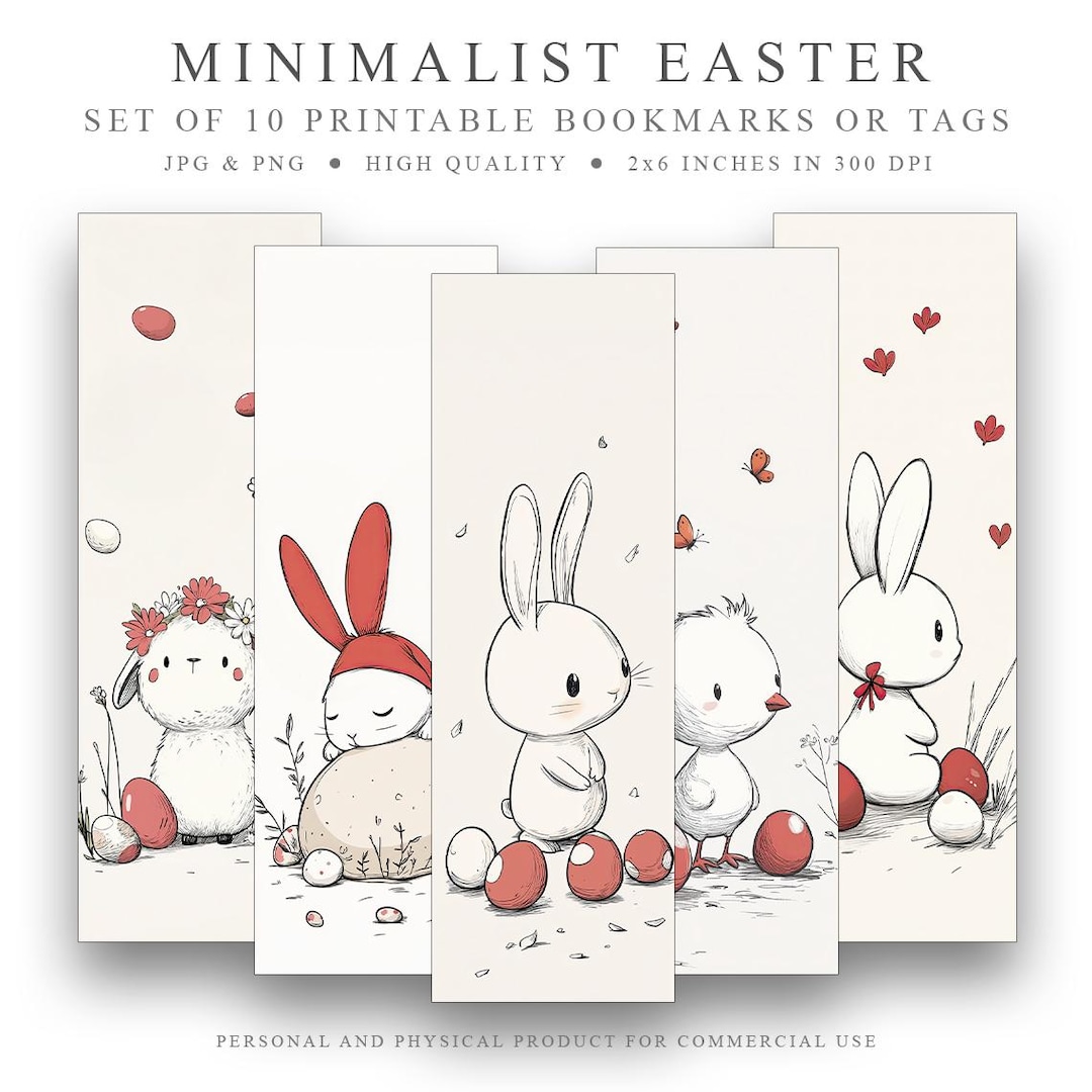 10 Minimalist Easter Bookmarks Set, Digital Download JPG Bookmark, PNG ...