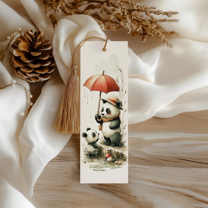 Pandas Bookmarks Printable Set of 10, Cute Animal Digital Download, PNG ...