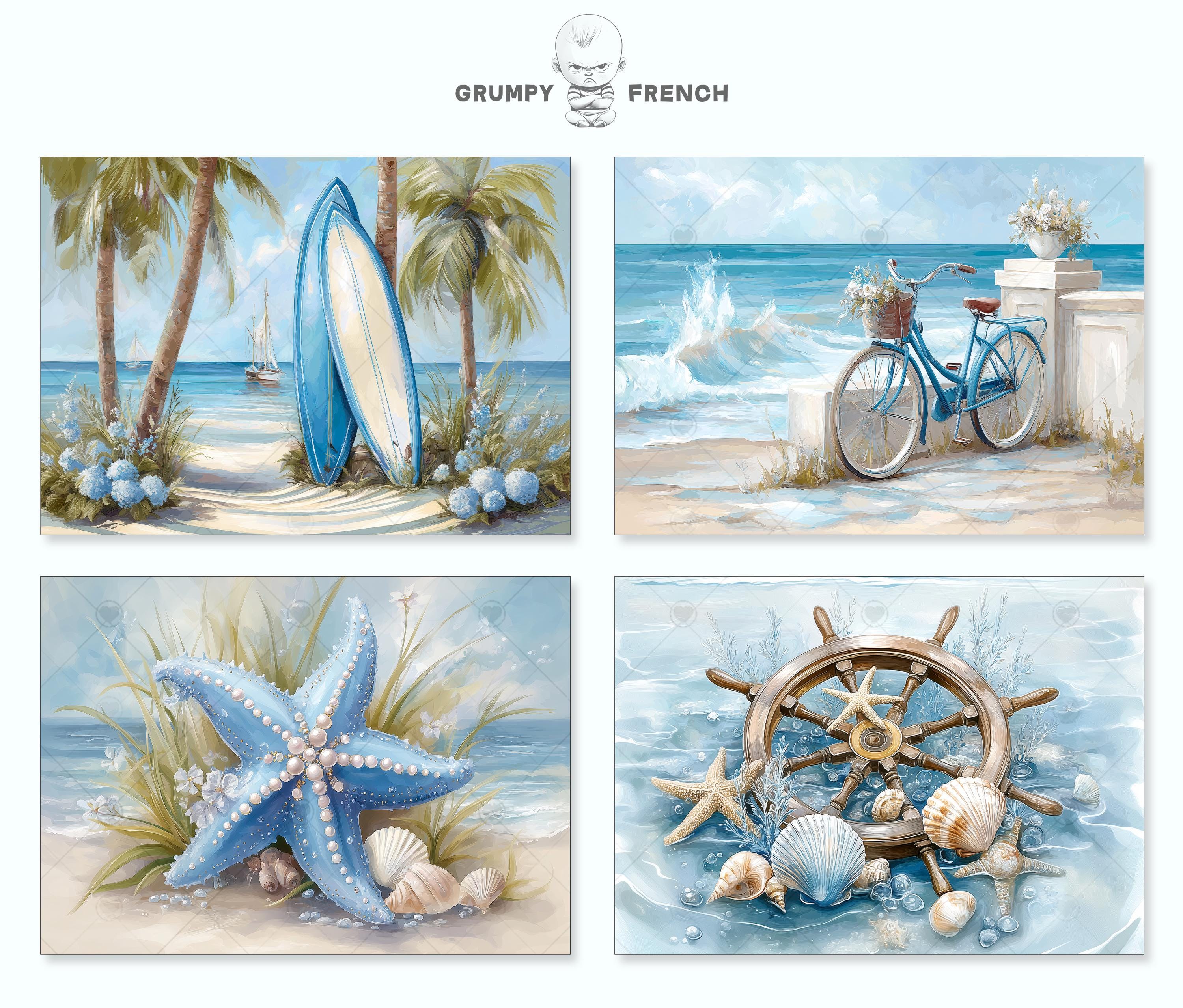 Beach Digital Paper Set: Ocean Theme, Coastal Designs (JPG, PNG ...